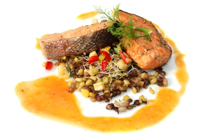 Restaurant salmon Entree stock photo. Image of backdrop - 36035934
