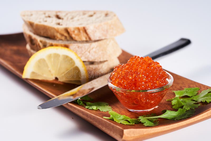 Salmon roe on bread stock image. Image of bread, restaurant - 228784159
