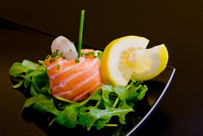 Creative salmon food a stock photo. Image of smoke, plate - 9850506