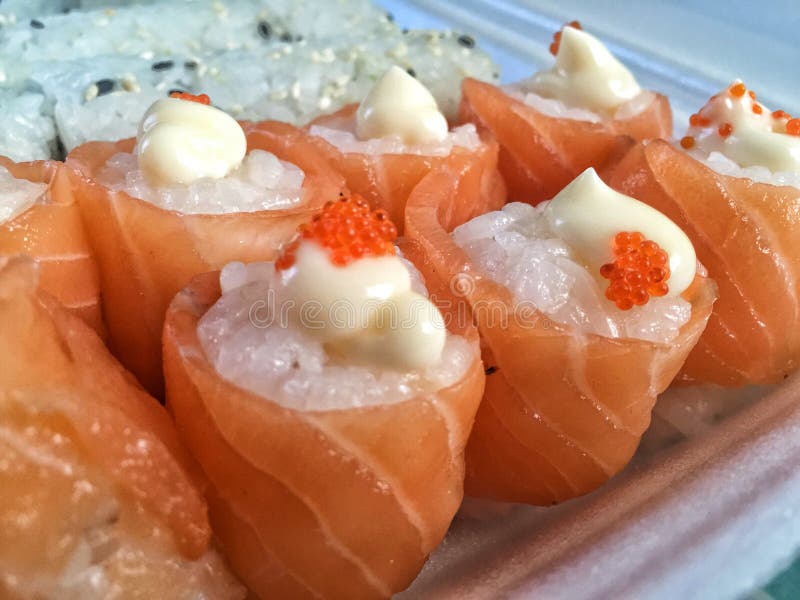 Salmon Rose sushi stock photo. Image of fresh, caviar - 70778184