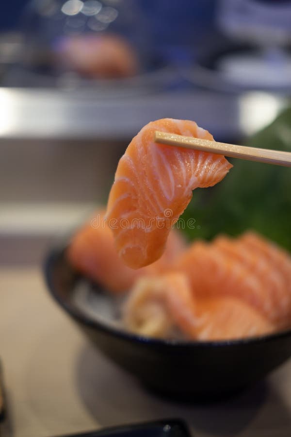 Salmon Sashimi Cutting Fresh and Raw Pieces Stock Image - Image of ...
