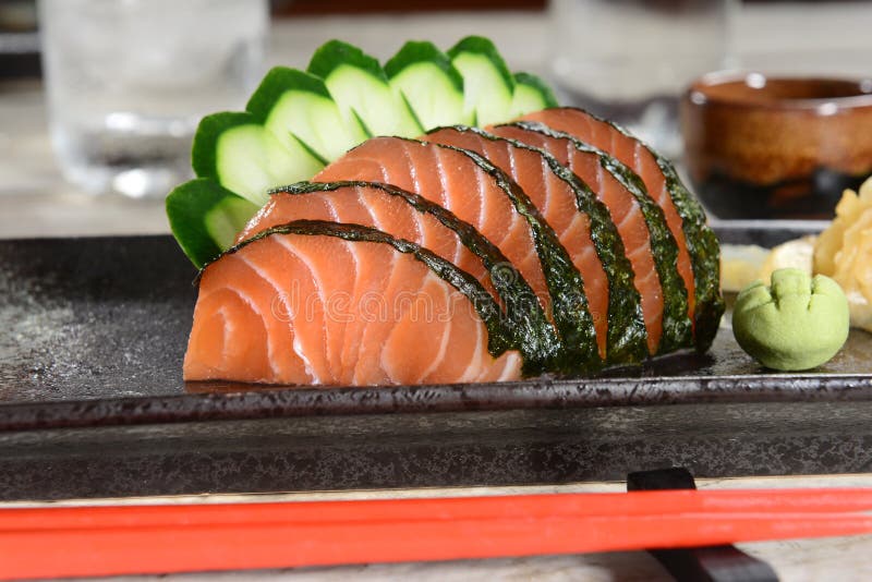 Salmon sashimi stock image. Image of asian, health, japanese - 41652159