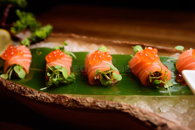 Salmon sashimi special stock photo. Image of appetizer - 95776288