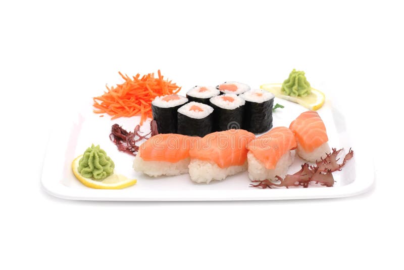 Salmon set stock photo. Image of avocado, meal, asia, ethnicity - 4694304