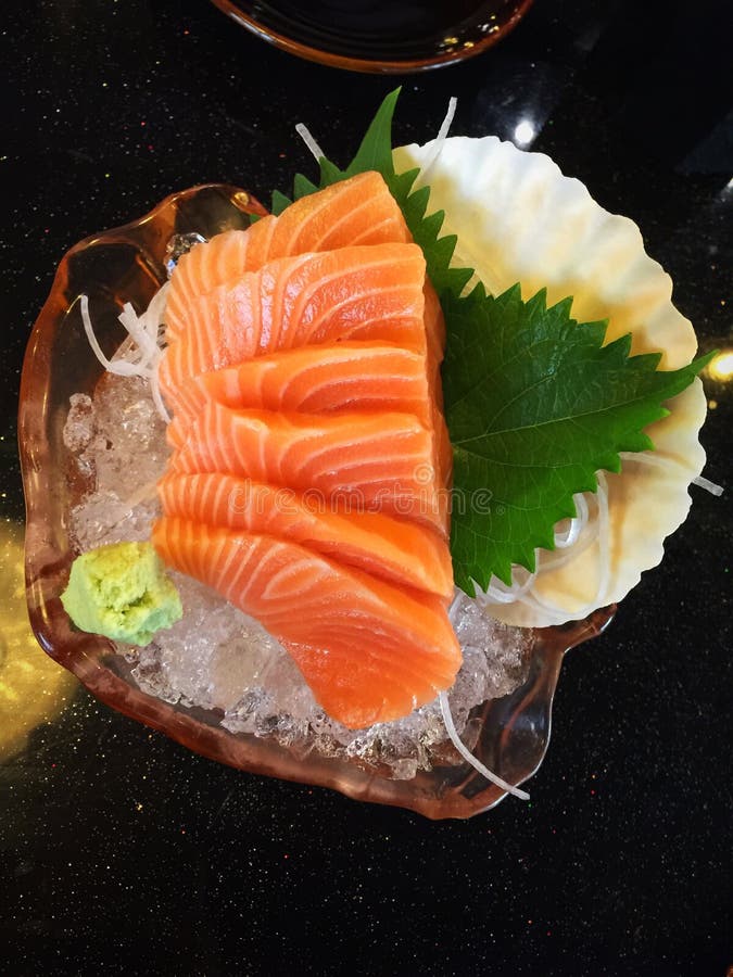 Salmon slice sushi stock image. Image of garnish, cuisine - 67072709