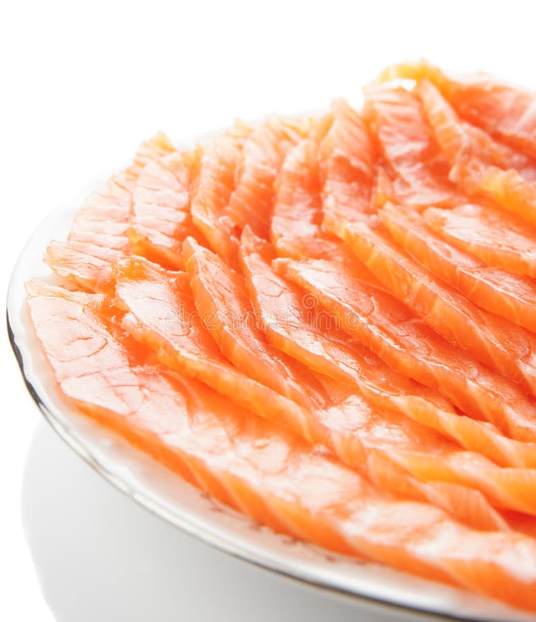 Salmon slices on plate stock image. Image of fine, gourmet - 16803541