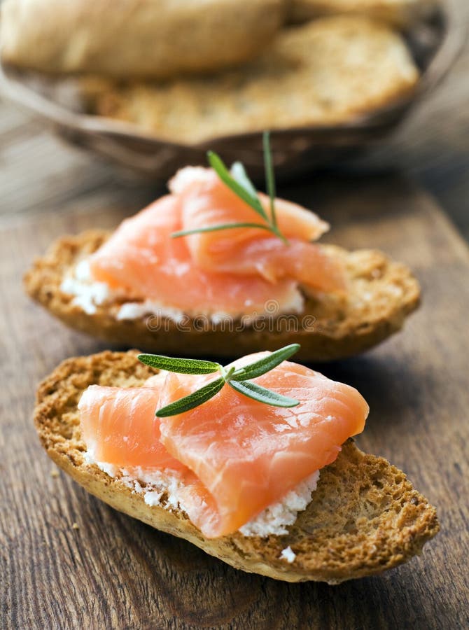 Salmon snack stock image. Image of sandwich, meal, crisp - 21553231