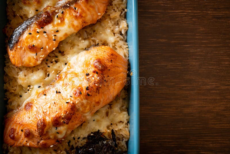 Salmon with Spicy Miso Rice Bowl Stock Photo - Image of plastic, salmon ...