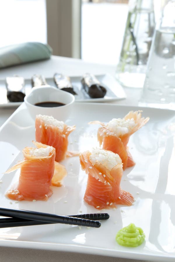 Salmon Sushi Appetizer stock photo. Image of seafood - 17718034