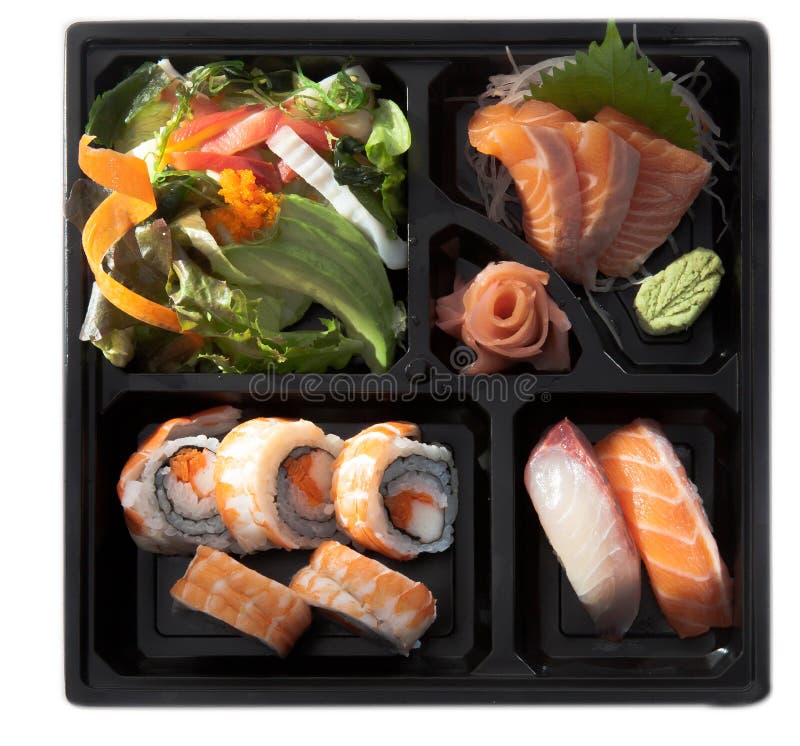 Salmon Sushi Roll Japanese Bento Stock Photo - Image of fish, roll ...