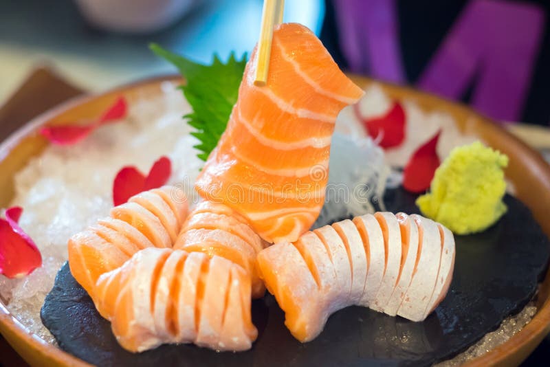 Salmon Toro Sashimi, Japan Food Stock Image - Image of asian, dinner ...