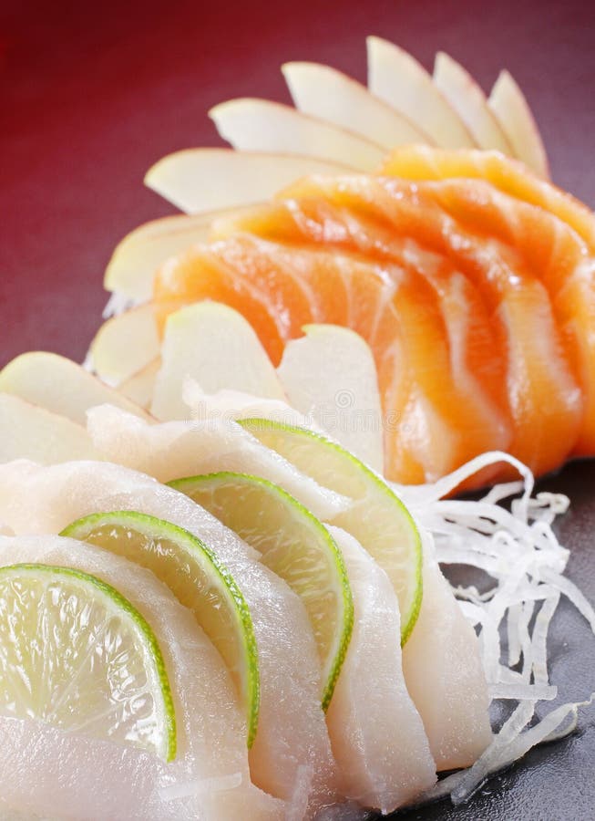 Salmon and White Fish Sashimi Sushi Stock Photo - Image of eating, food ...