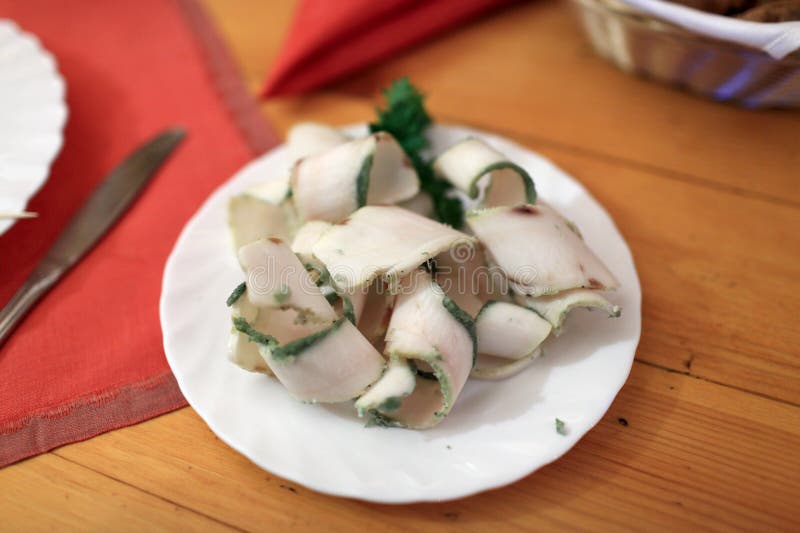 Slabs of Salo, or Salted Pork Fatback with Spices. Traditional S Stock ...