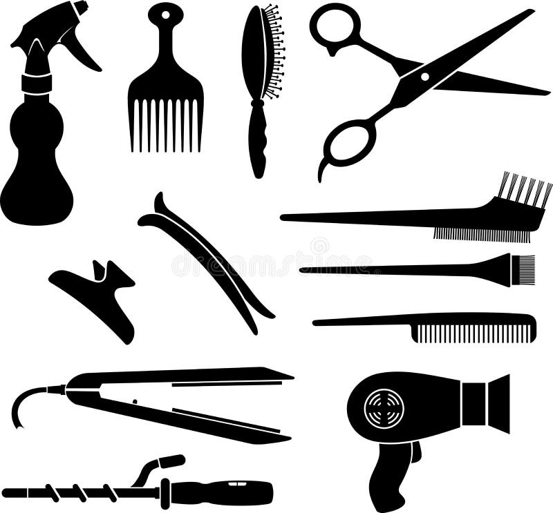 Salon Objects, Silhouette Set Stock Vector - Illustration of beautiful ...