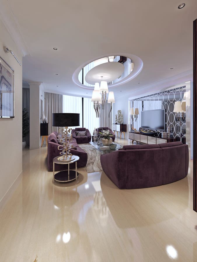 Salone Nello Stile Neoclassico Fotografia Stock - Immagine di tenda ...