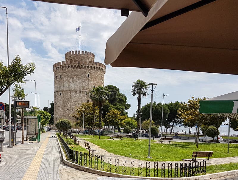 Salonica City White Tower Monument Greece Stock Image - Image of ...