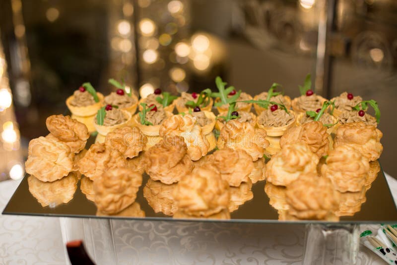 Salsa Canape Cracker Appetizers with Soft Cheese. Stock Image - Image ...