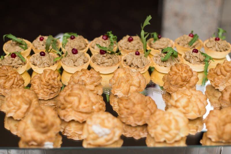 Salsa Canape Cracker Appetizers with Soft Cheese. Stock Photo - Image ...