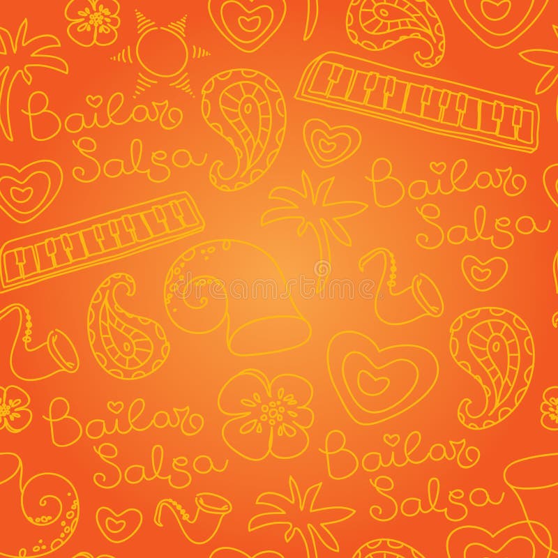 Salsa Dance and Music Seamless Pattern Stock Illustration ...