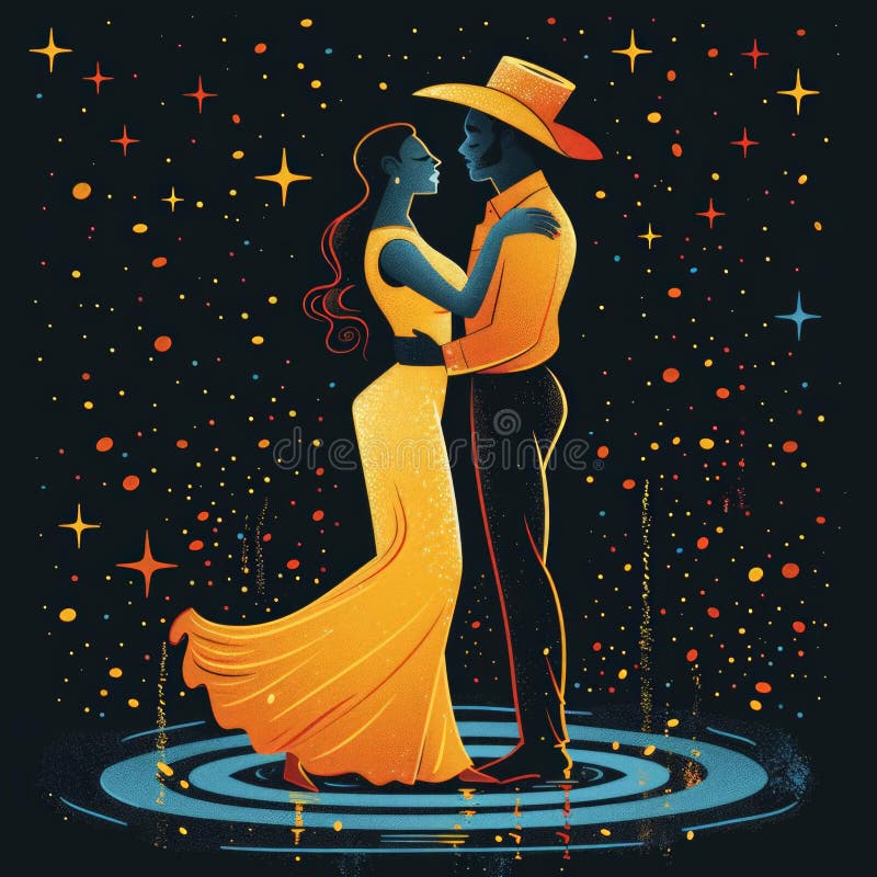 Salsa Dance Night, Couples Dancing, Flat Design Stock Illustration ...