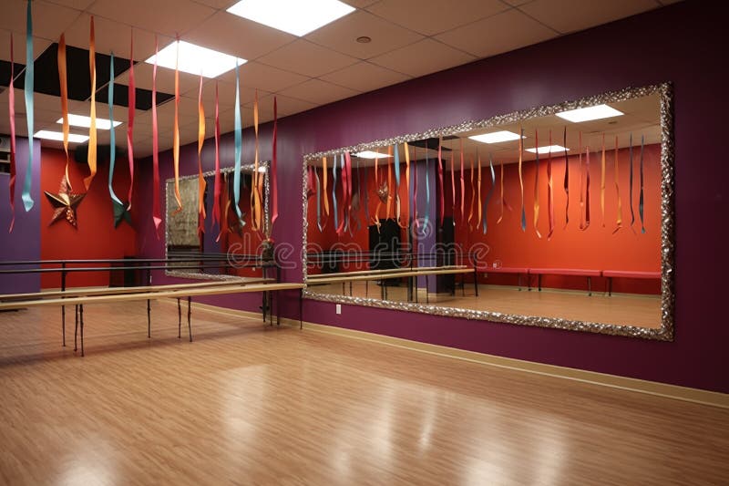 Salsa Dance Studio with Mirrors, Barres, and Decorations Stock ...