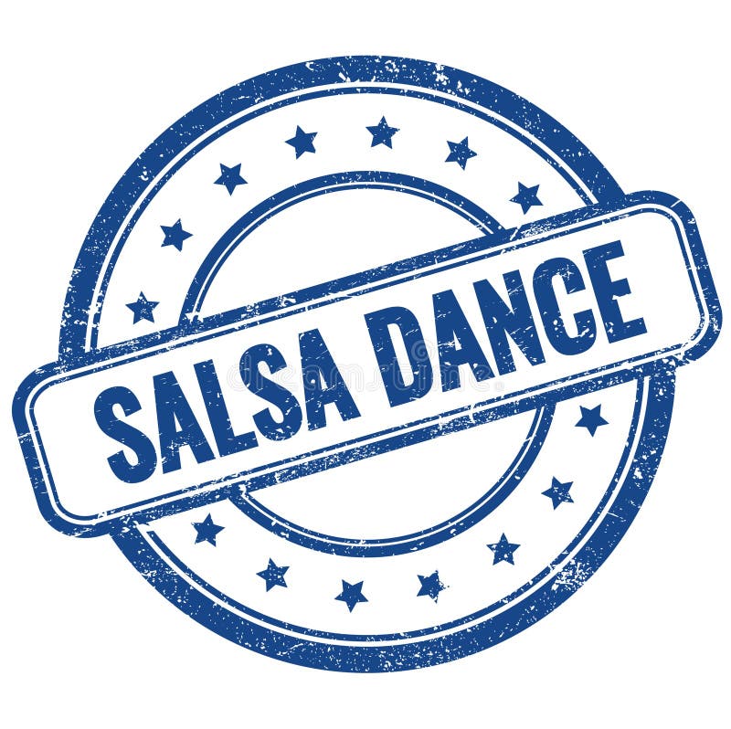 SALSA DANCE Text on Blue Grungy Round Rubber Stamp Stock Illustration ...