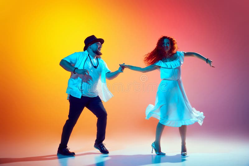 Salsa Dancers Practice with Energy, Perfecting Each Move and Step in ...