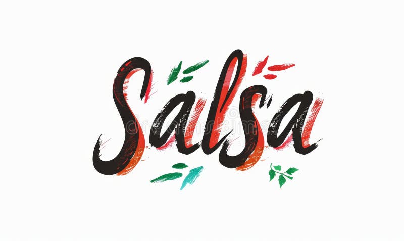 Salsa - Modern Calligraphy Watercolor Lettering. Template for Dance ...