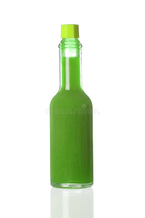 Salsa Picante Verde En Una Pequeña Botella Imagen de archivo - Imagen ...