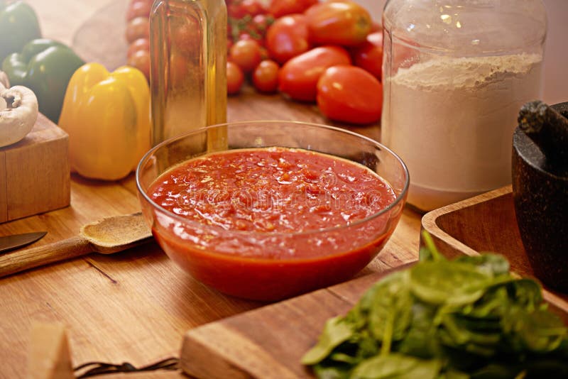 Salsa for Supper. a Group of Ingredients on a Tabletop. Stock Photo ...