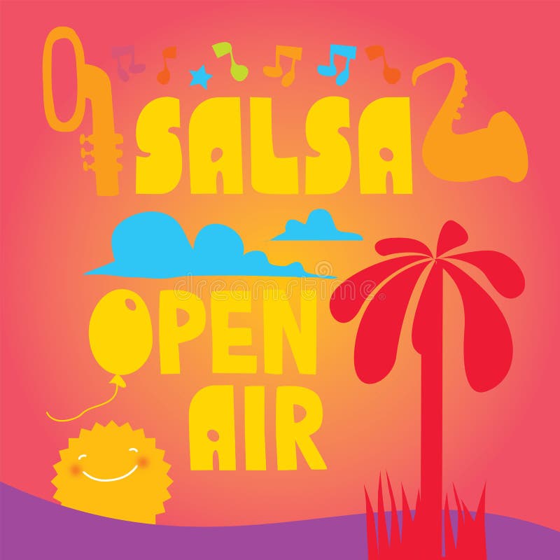 Salsa Vector Lettering with Silhouettes of Palms Stock Vector ...