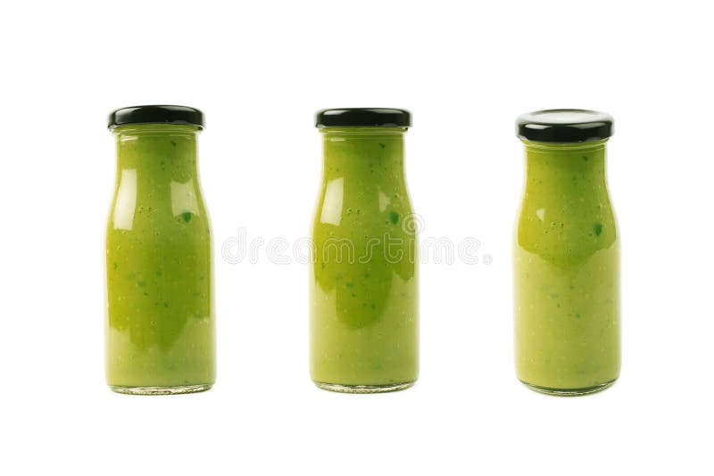 Salsa Verde En Una Botella Aislada Foto de archivo - Imagen de tarro ...