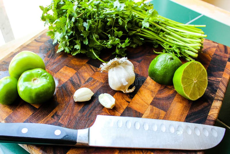 Salsa Verde Ingredients stock image. Image of vegan, garlic - 94897827