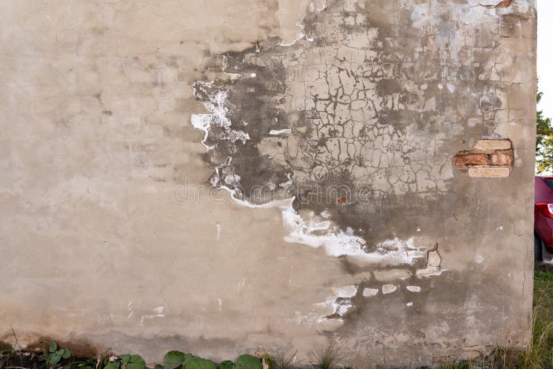 Salt buildup on brickwork. stock photo. Image of weathered - 339894868