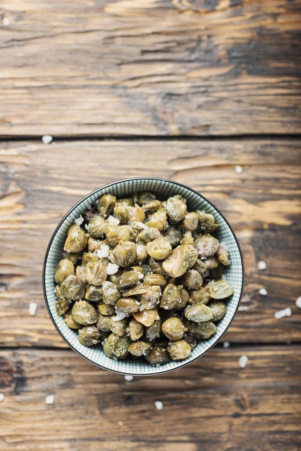 Salt Capers on the Wooden Table Stock Image - Image of italian, salted ...