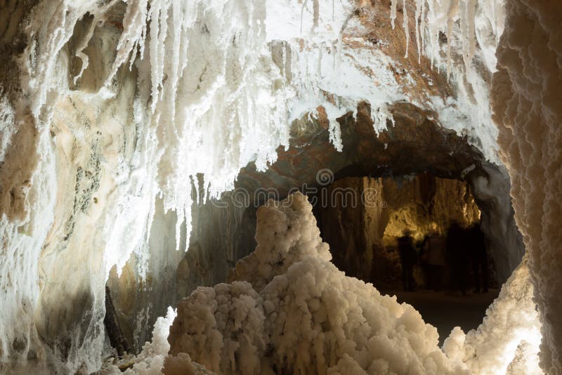 Salt Cave with Natural Stalactites Stock Image - Image of industry ...