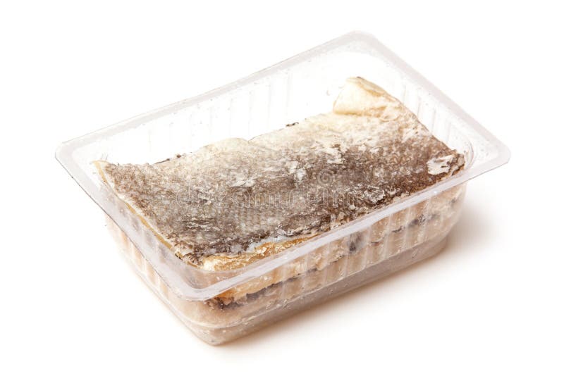 Salt Cod Pieces in Disposable Container Stock Photo - Image of salt ...