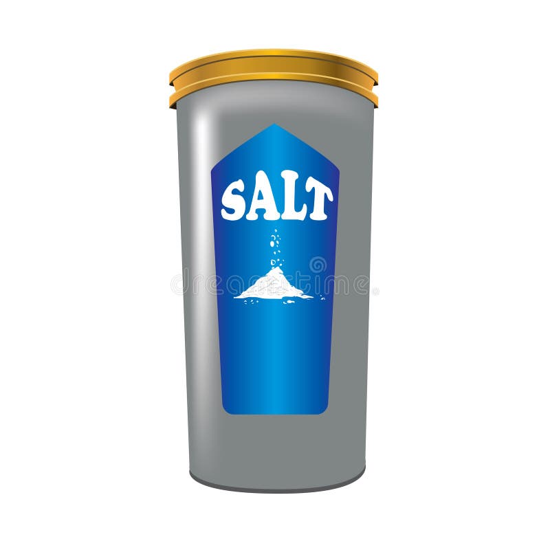 Salt container with label stock vector. Illustration of clipart - 365695353