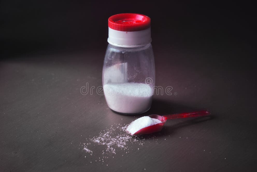 Salt Container and Spoon Full of Salt Stock Image - Image of salt ...