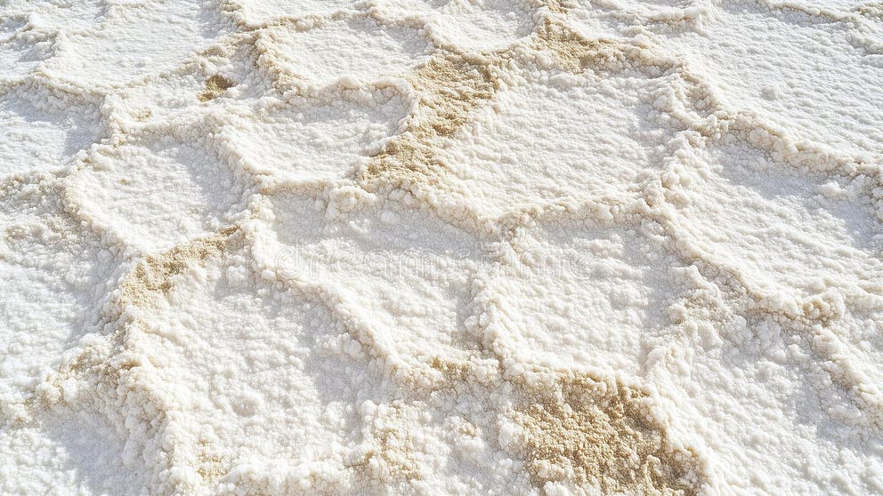 Salt Crust Creates Intricate Hexagonal Patterns Under Bright Sunlight ...