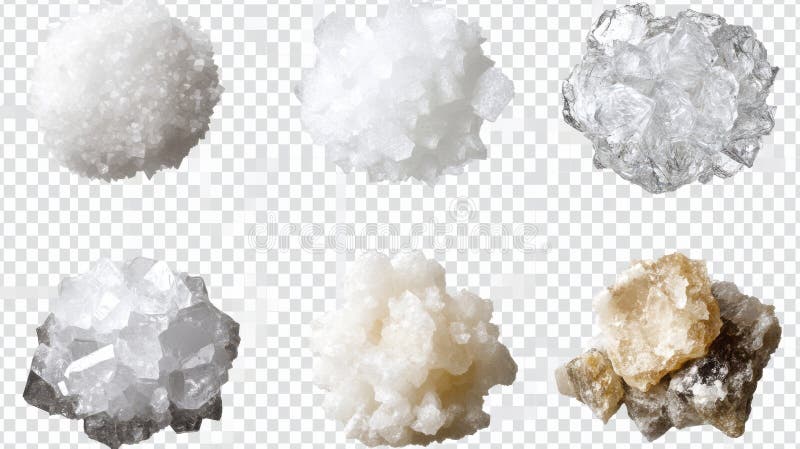 Salt Crystal Variations Close Up View of Six Samples Stock Illustration ...