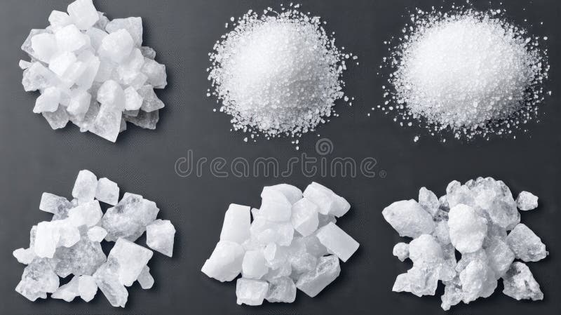 Salt Crystal Variations Texture and Size Comparison Stock Illustration ...