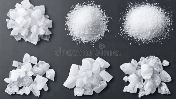 Salt Crystal Variations Texture and Size Comparison Stock Illustration ...