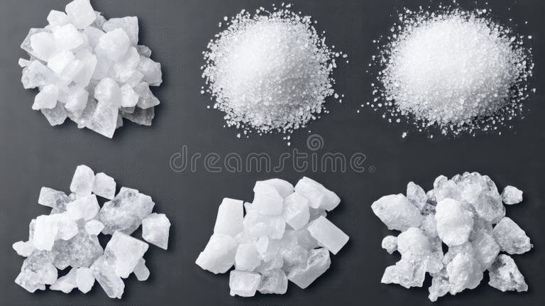 Salt Crystal Variations Texture and Size Comparison Stock Illustration ...