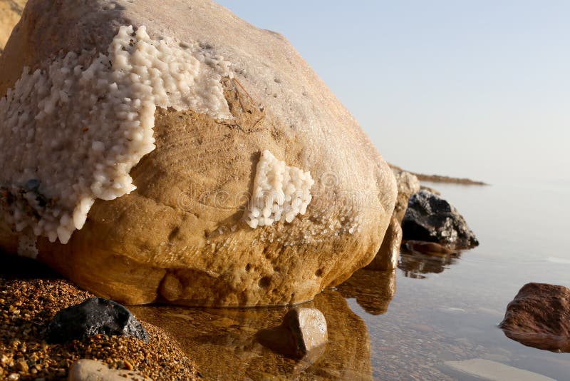 Salt Crystallisation at Coast of the Dead Sea, Jordan Stock Photo ...