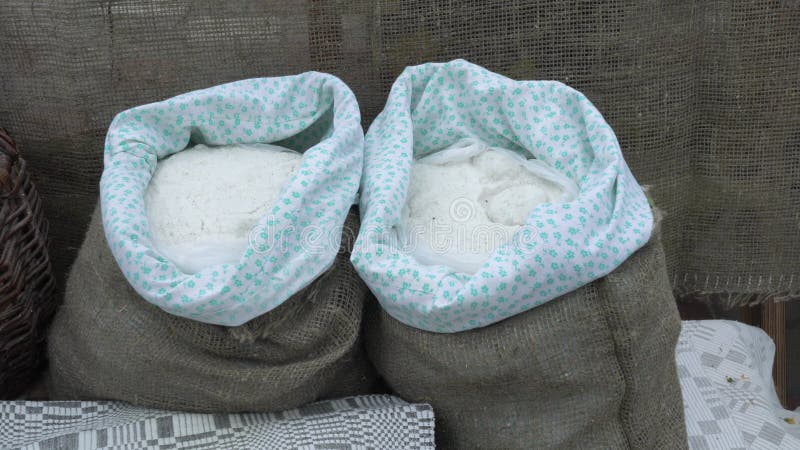 Salt Crystals in a Bag on the Table. Stock Footage - Video of bagging ...