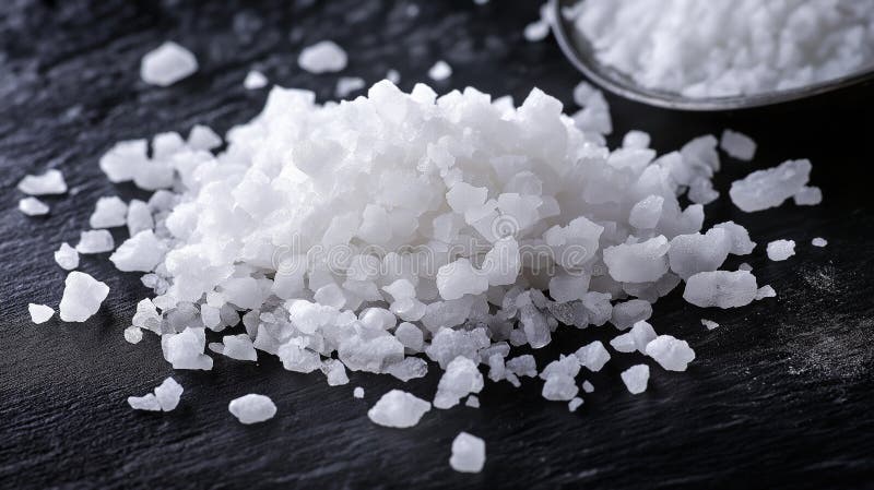 Salt Crystals on a Dark Surface, Revealing Their Sharp Stock Photo ...