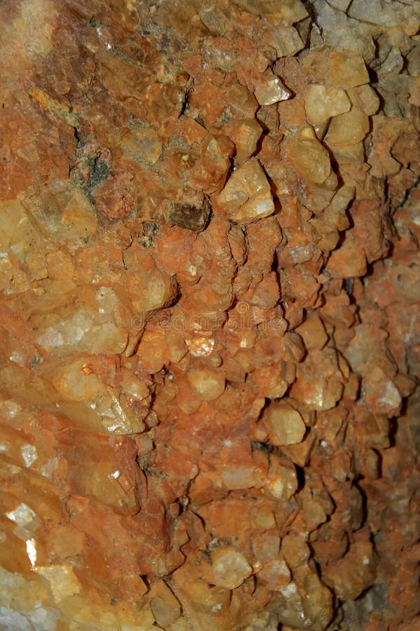 Salt Crystals of Sediments in Deep Caves. Reddish Crystals of Salt As ...