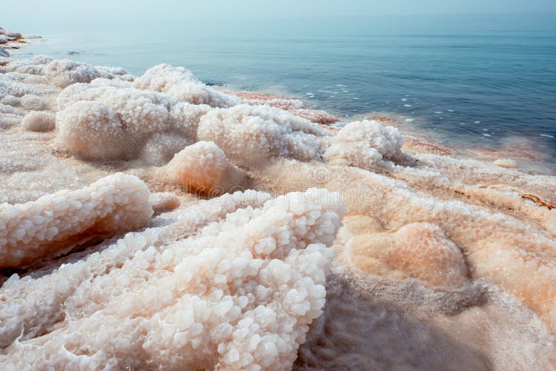 Salt at the Dead Sea Beach. Jordan. Stock Photo - Image of middle, view ...
