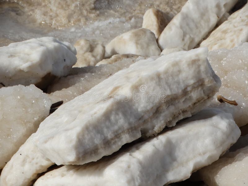 Salt on dead sea Jordan stock image. Image of coastline - 137570891